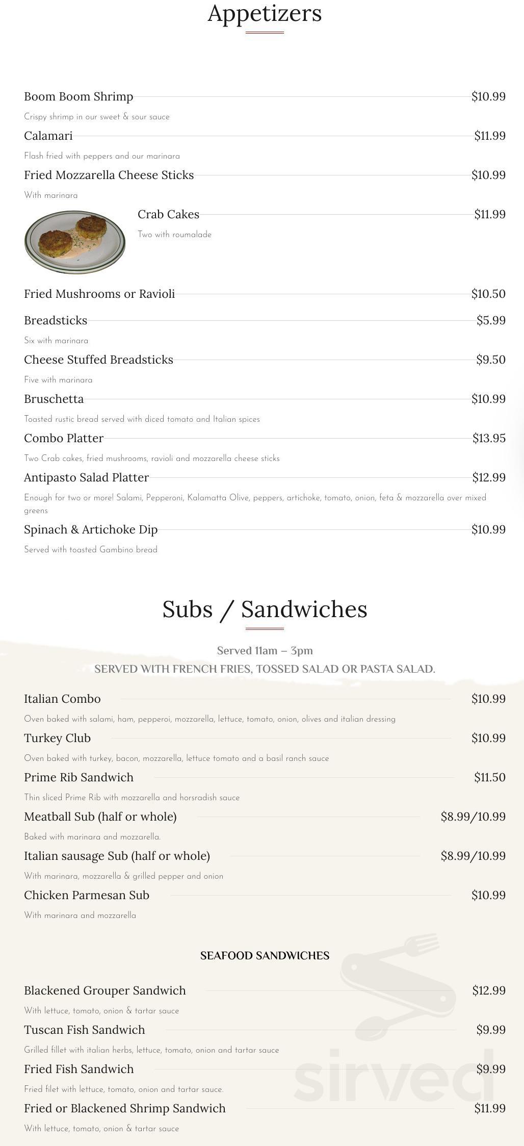 Menu for Petrella's Italian Cafe in Pensacola, FL | Sirved