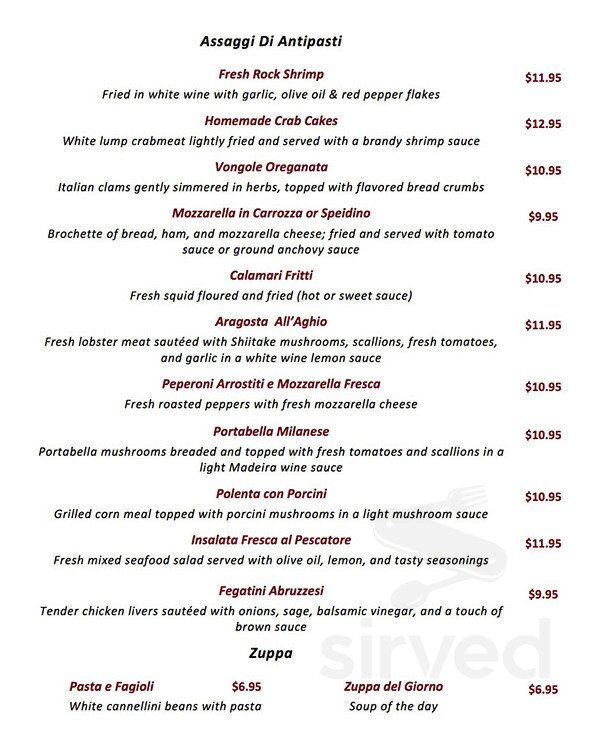 Luigi's Italian Restaurant & Bar menu in East Hanover, New Jersey, USA