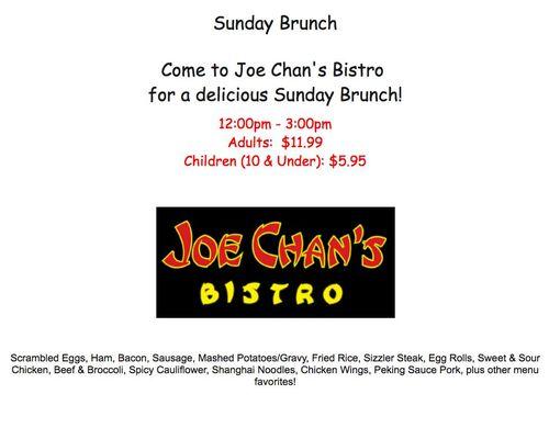 Joe Chan's Bistro menu in Muskegon, Michigan, USA