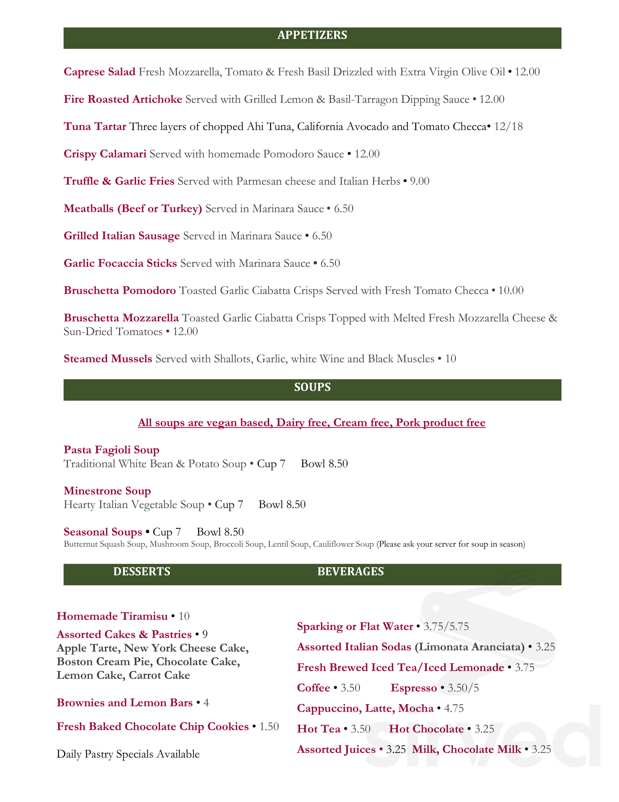 Rosti Tuscan Kitchen - Santa Monica menu in Santa Monica, California, USA