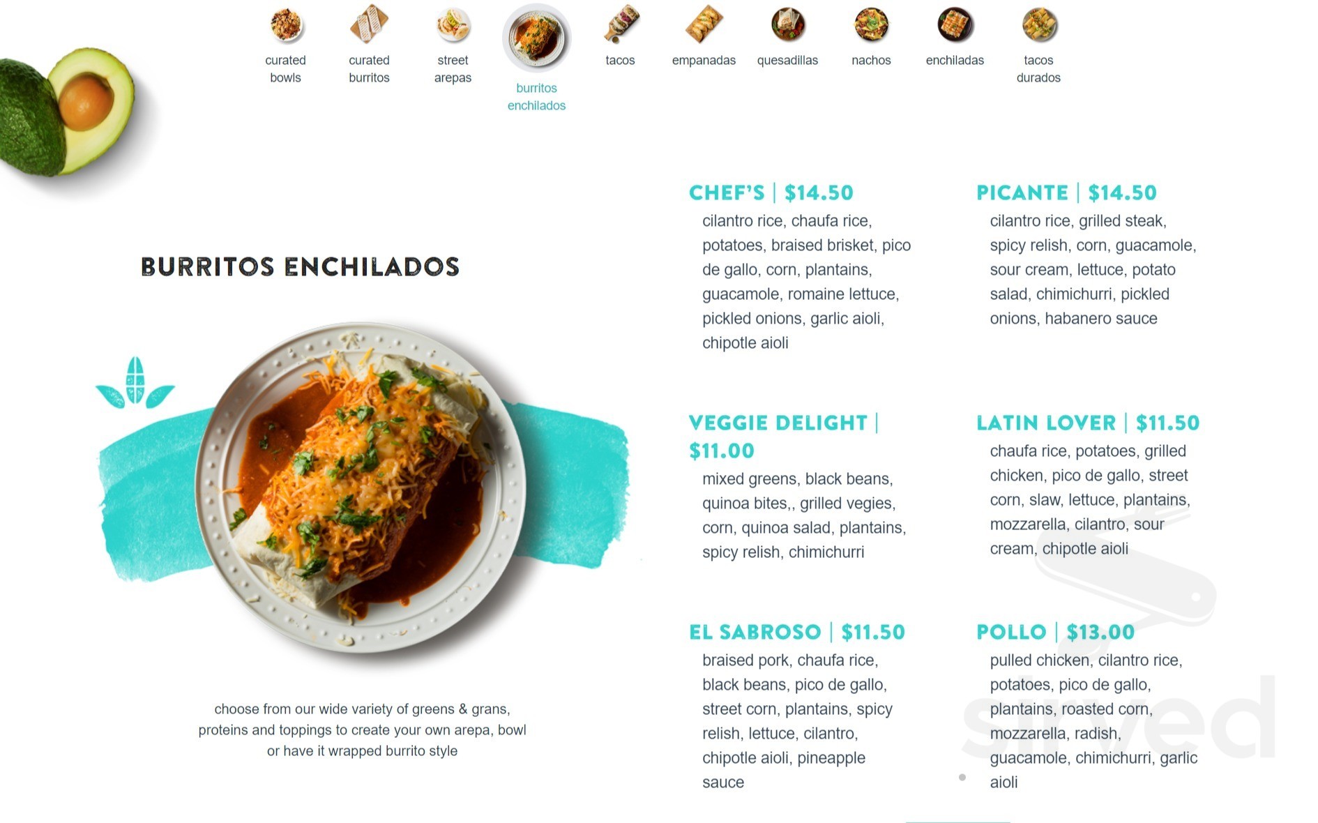 maizal latin american street food menu in Arlington, Virginia, USA