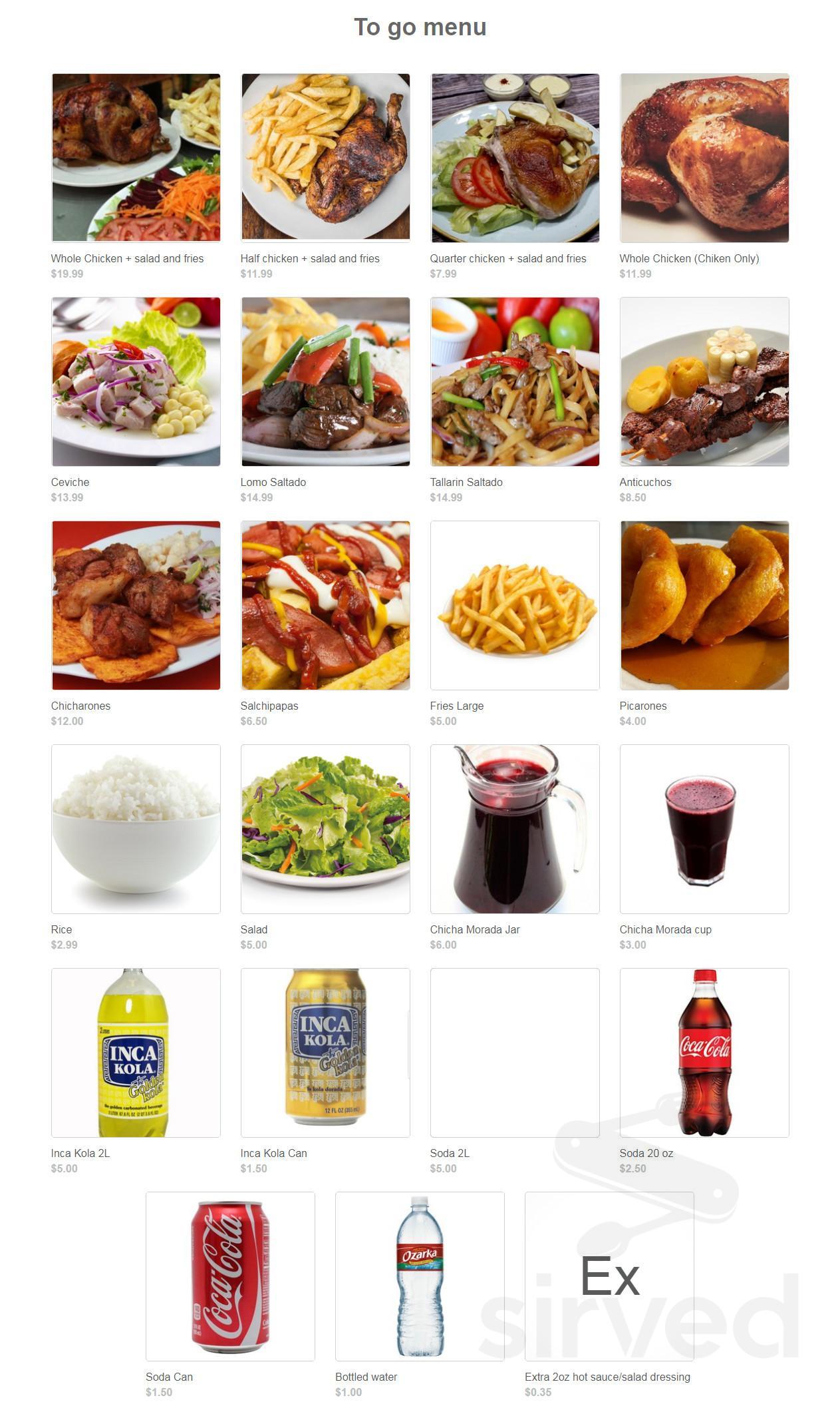 Menu - Plano TX's Don Pollo Peruvian Food | Sirved