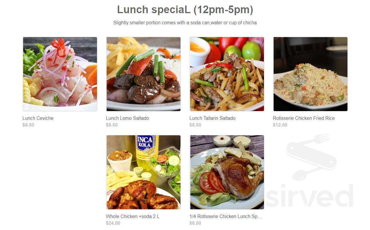 Menu - Plano TX's Don Pollo Peruvian Food | Sirved