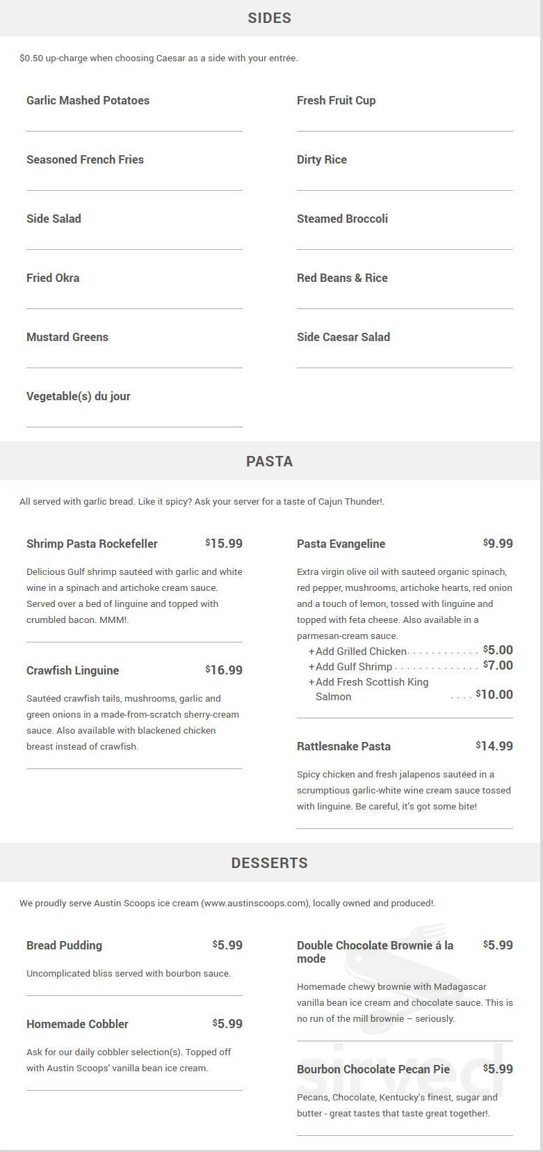 Menu - Austin TX's Cypress Grill | Sirved