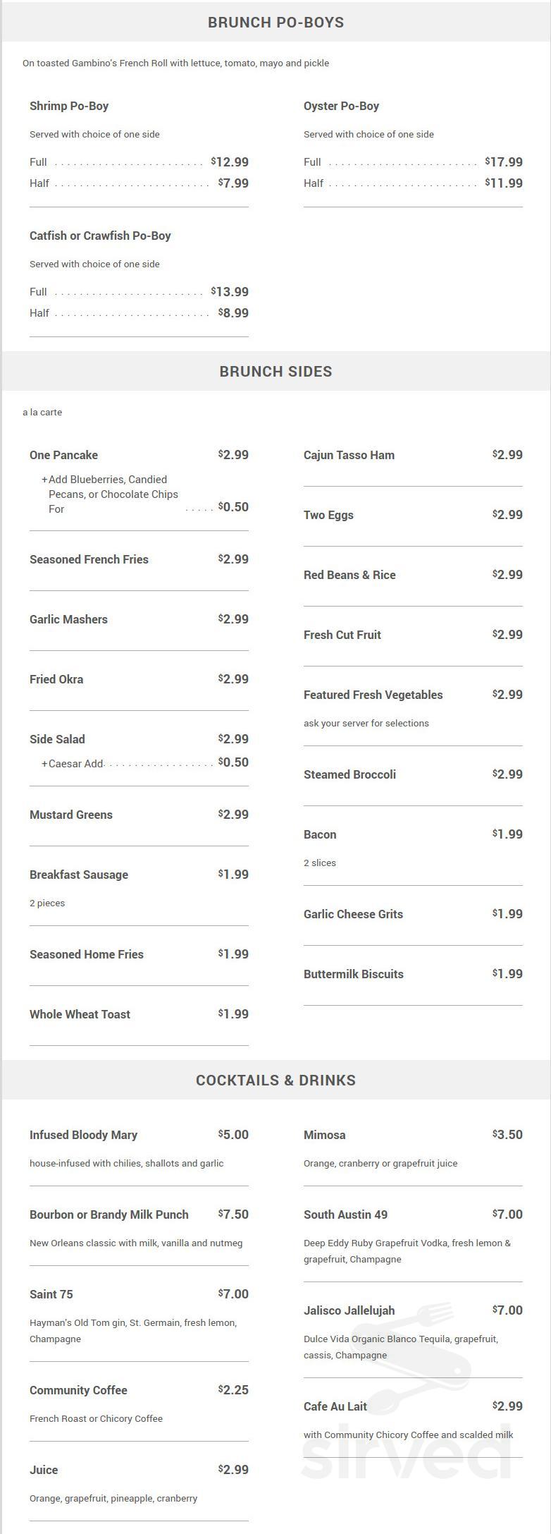 Menu - Austin TX's Cypress Grill | Sirved