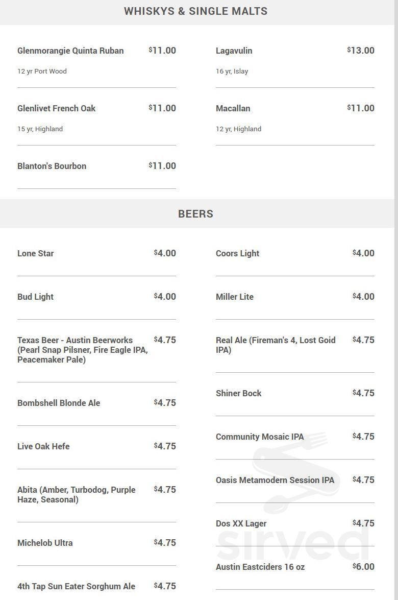 Menu - Austin TX's Cypress Grill | Sirved