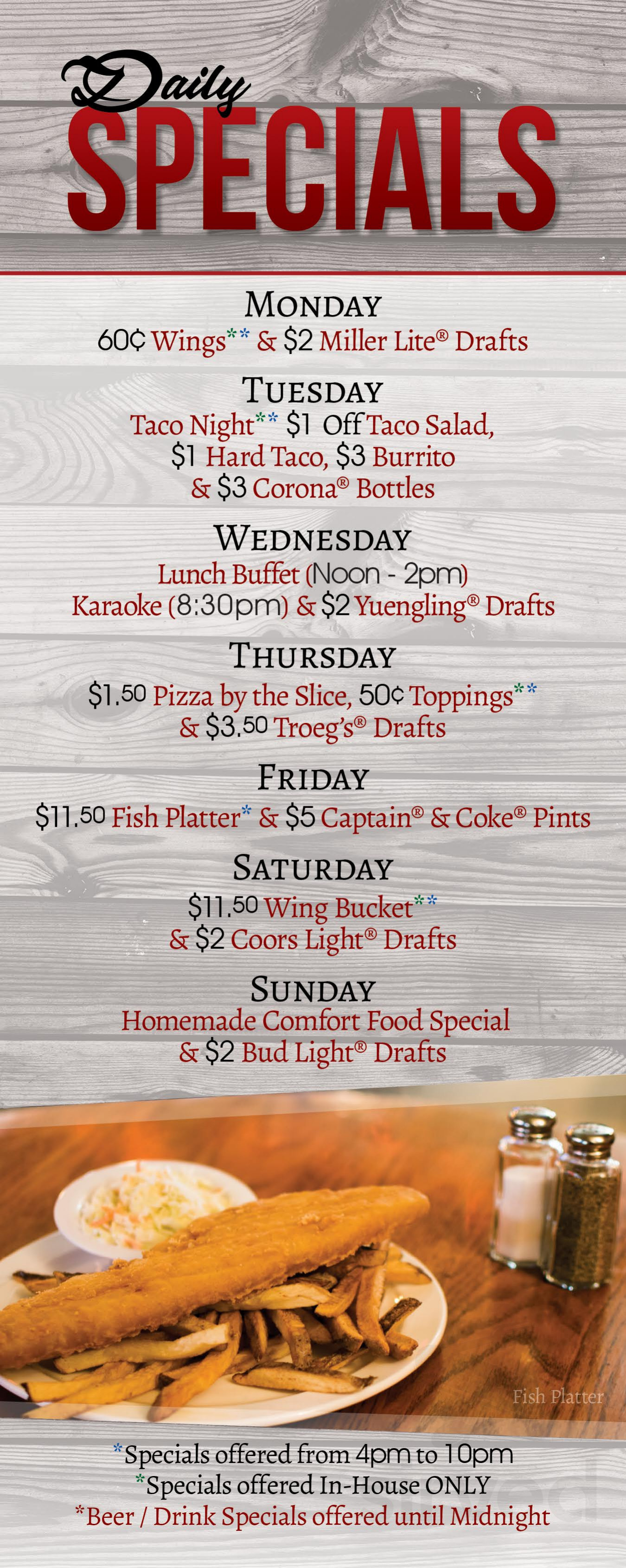 Moe's Bar & Grill menus in Mechanicsburg, Pennsylvania, United States