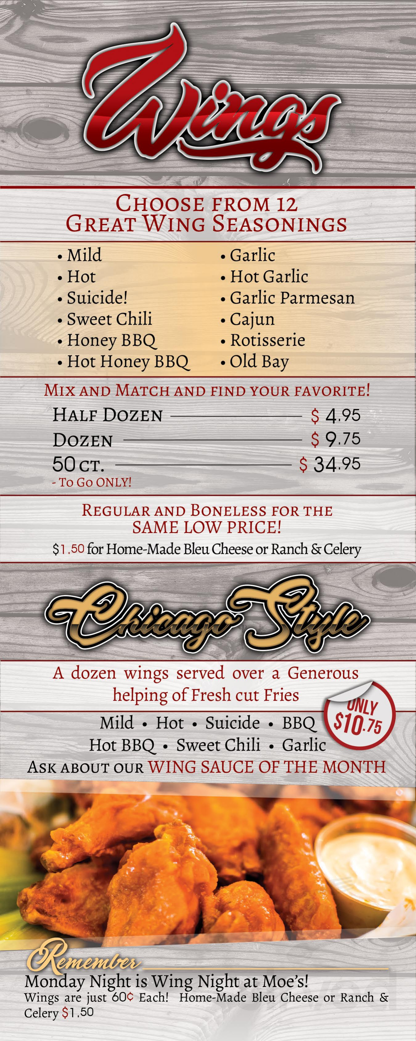 Menu for Moe's Bar & Grill in Mechanicsburg, PA | Sirved