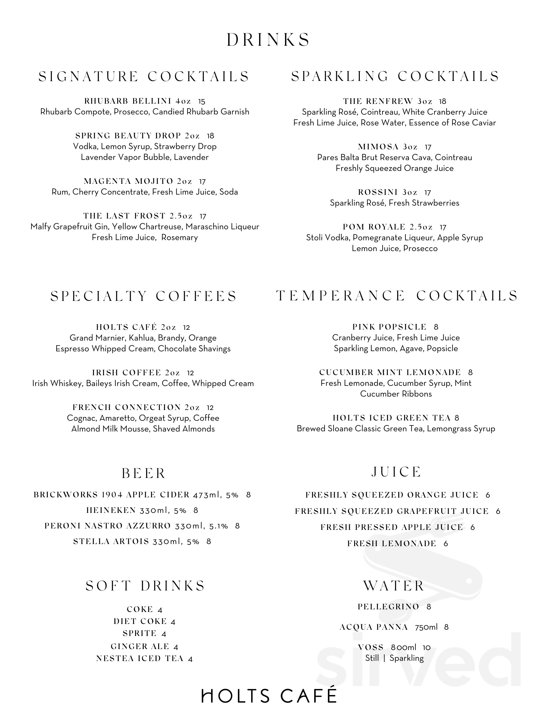 Holts Café | Contemporary Canadian Cuisine menu in Toronto, Ontario, Canada