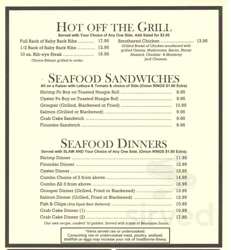 Duffer's Bar & Grill menu in South Brunswick, North Carolina, USA