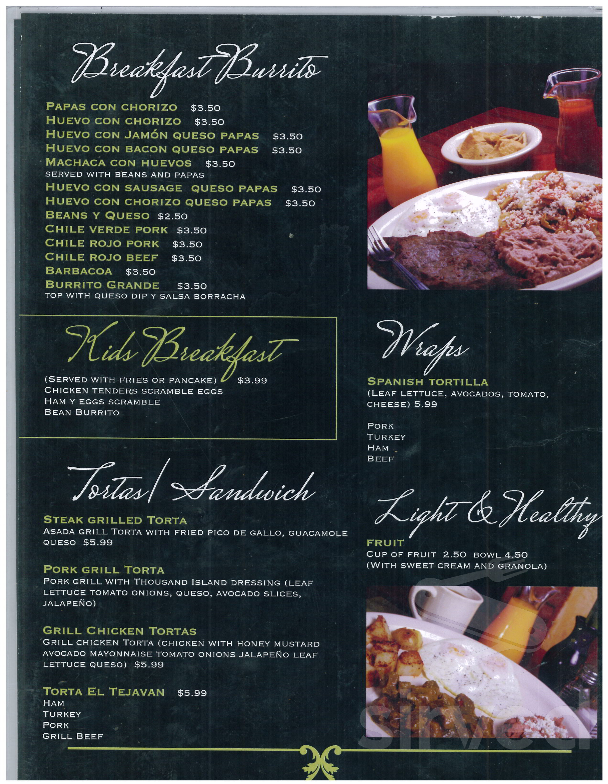 El Tejavan I -40 East menu in Amarillo, Texas, USA