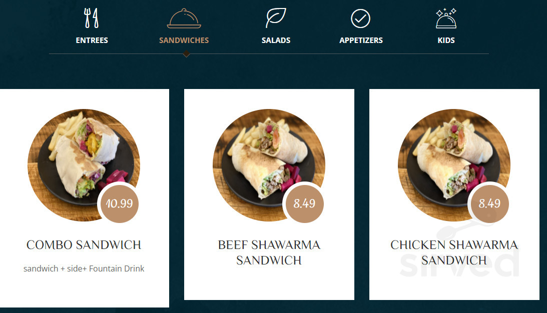 Menu - Alpharetta GA's Jerusalem Bakery & Grill | Sirved