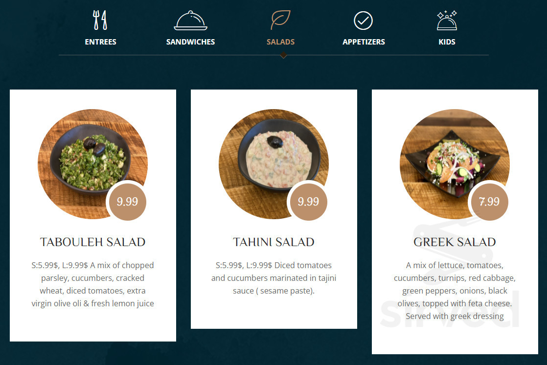 Menu - Alpharetta GA's Jerusalem Bakery & Grill | Sirved