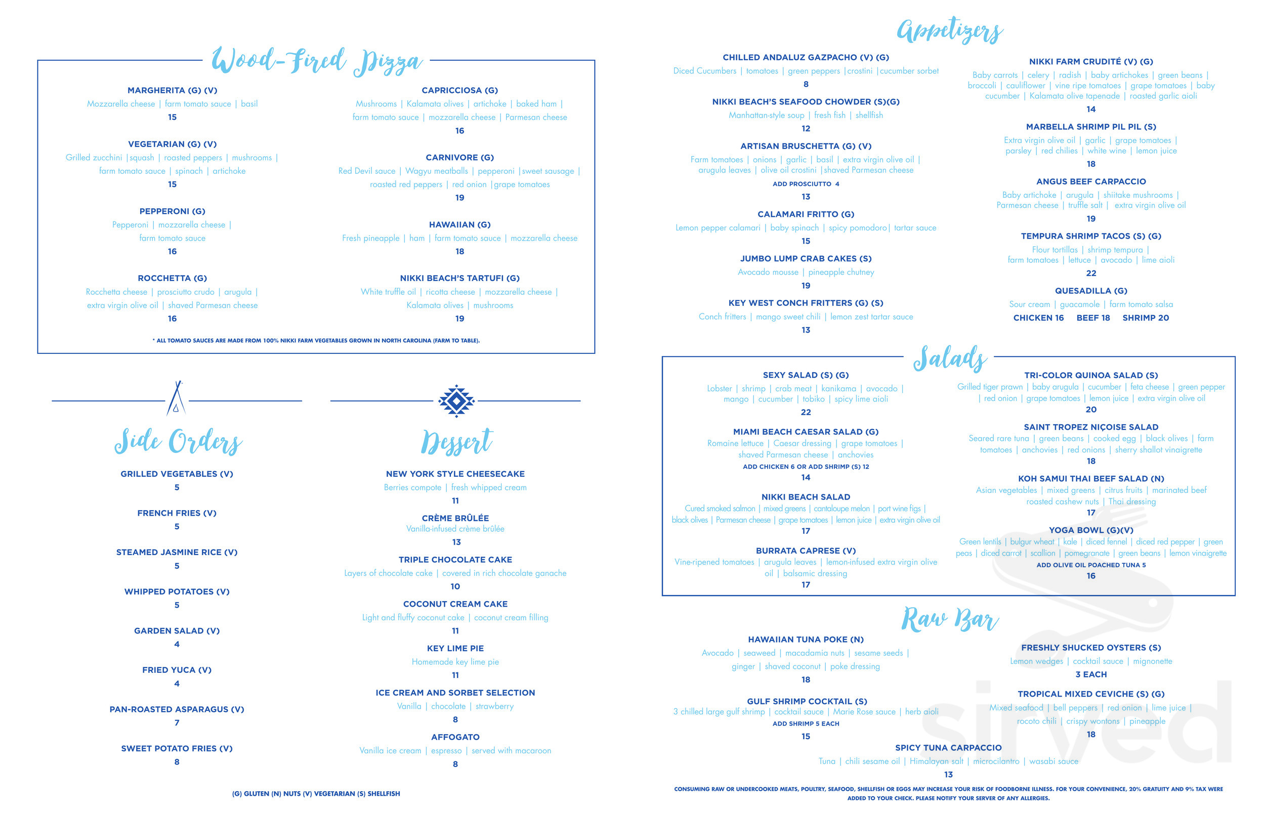 Menu - Miami Beach FL's Nikki Beach Miami | Sirved