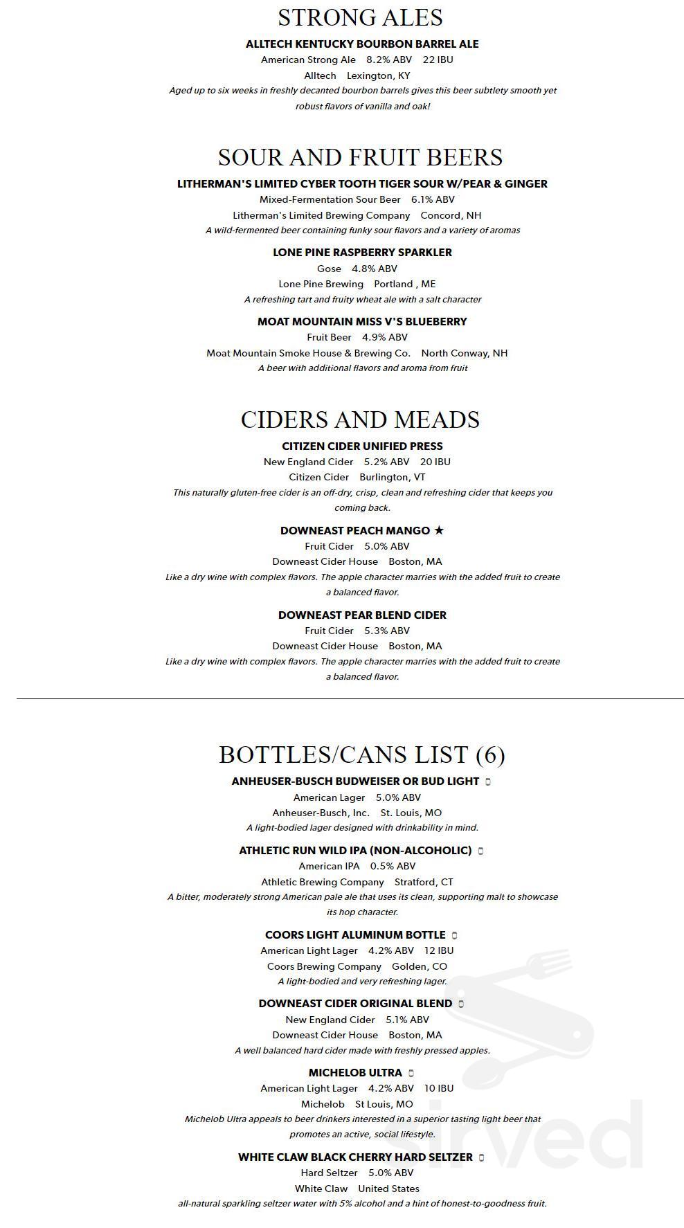 Menu - North Conway NH's Barley & Salt Tap House and Kitchen | Sirved