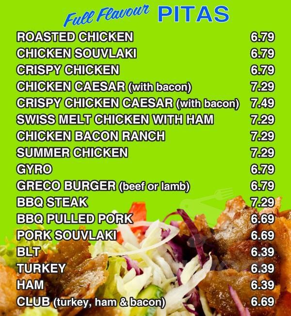Johnny Fresco menu in Waterloo, Ontario, Canada