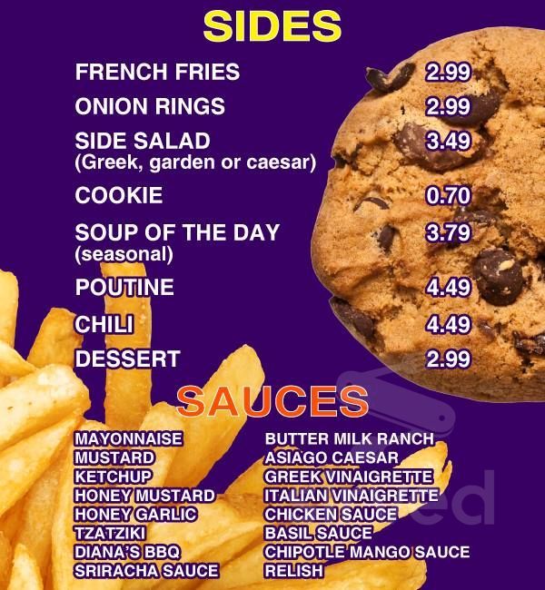 Johnny Fresco menu in Waterloo, Ontario, Canada