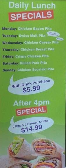 Johnny Fresco menu in Waterloo, Ontario, Canada