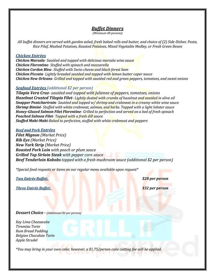 Sundance Grill II menu in Kemah, Texas, USA
