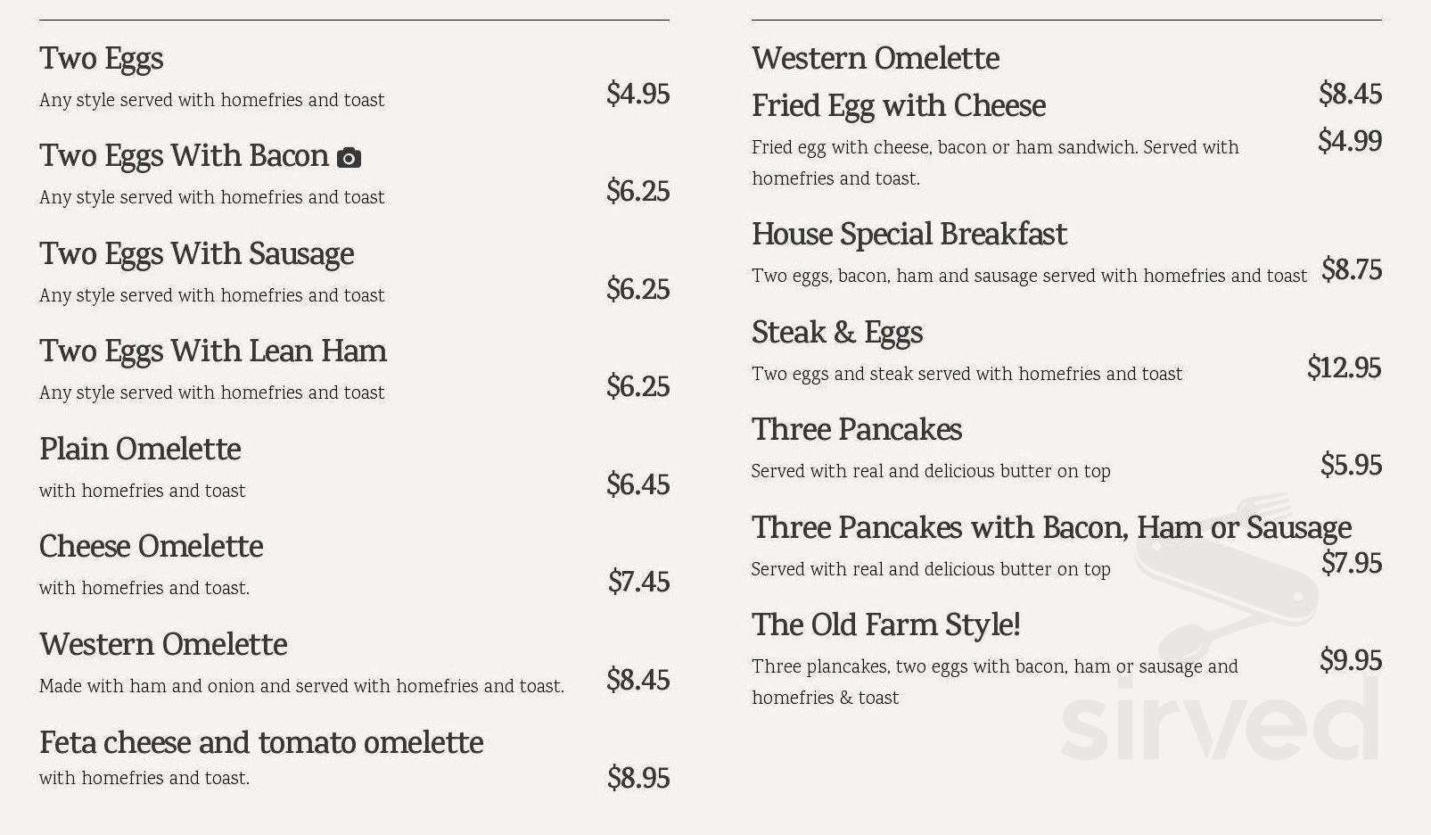 Peter's Place menu in Kingston, Ontario, Canada