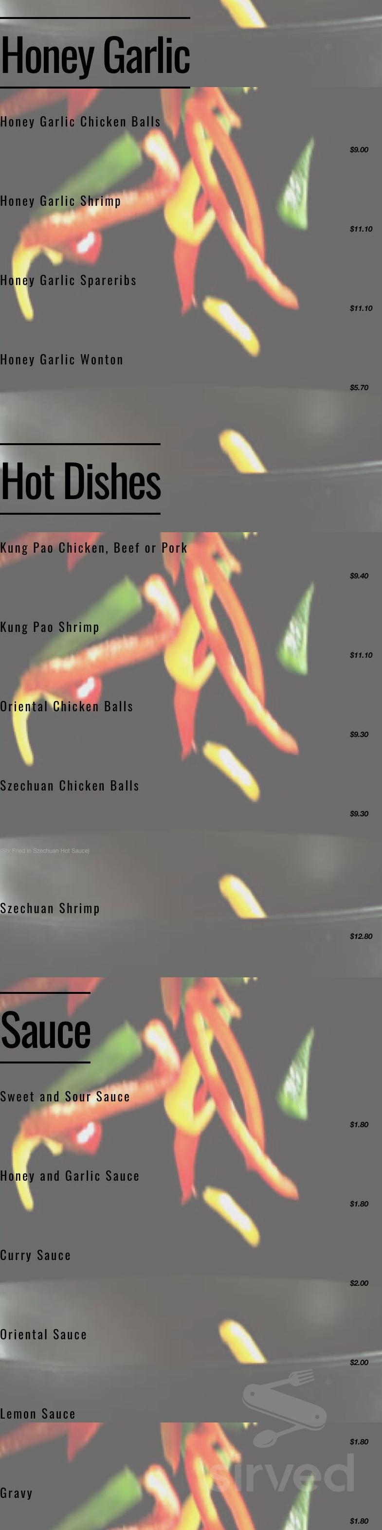 Menu - Owen Sound ON's Channing Chinese Restaurant | Sirved