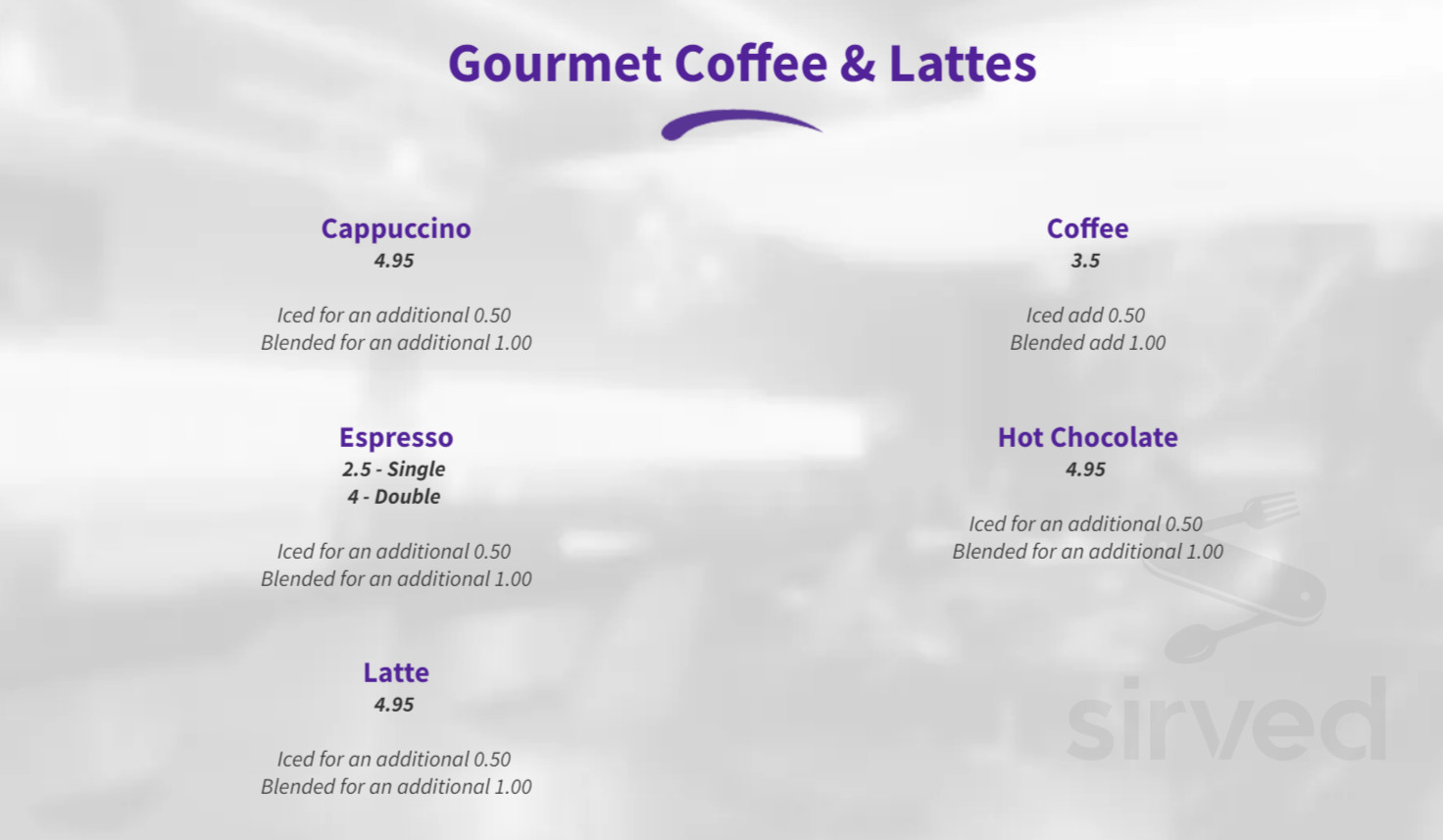 Chillz Lounge menus in Barrie, Ontario, Canada