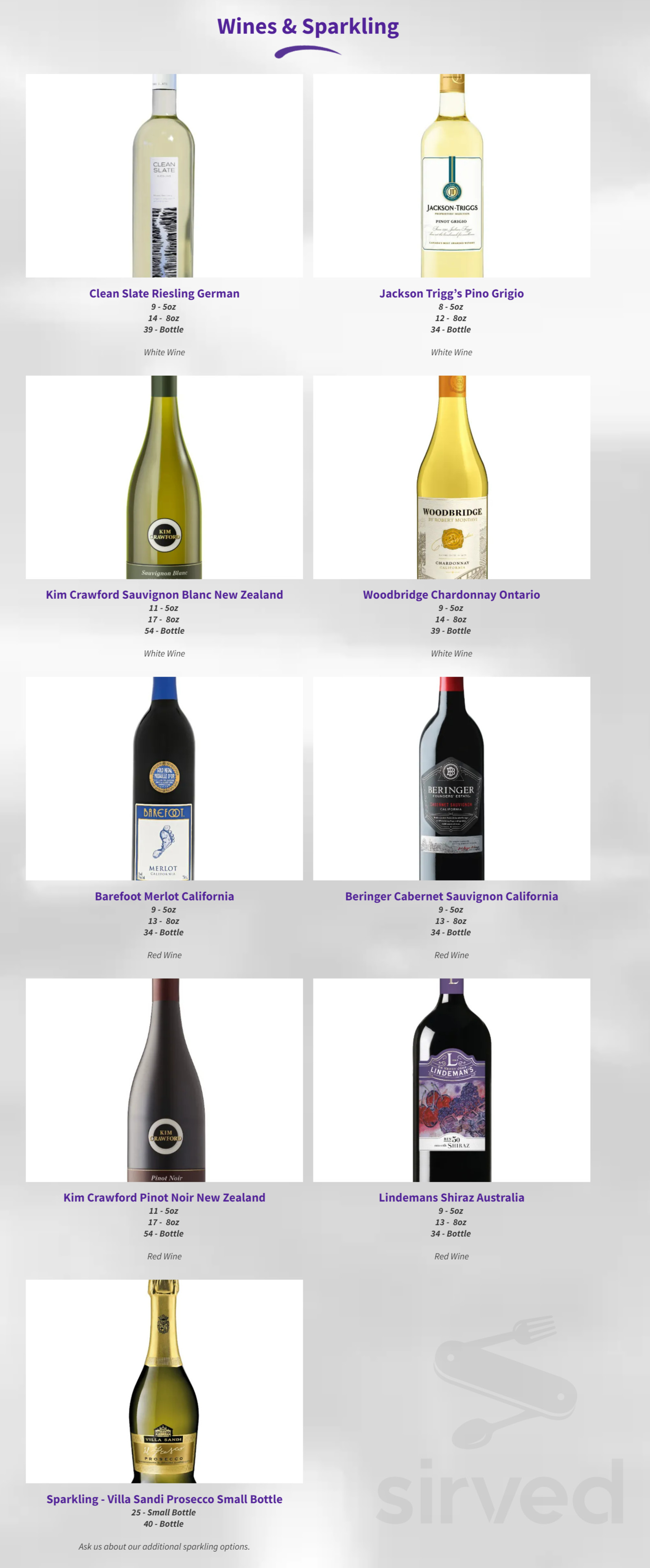 Chillz Lounge menus in Barrie, Ontario, Canada