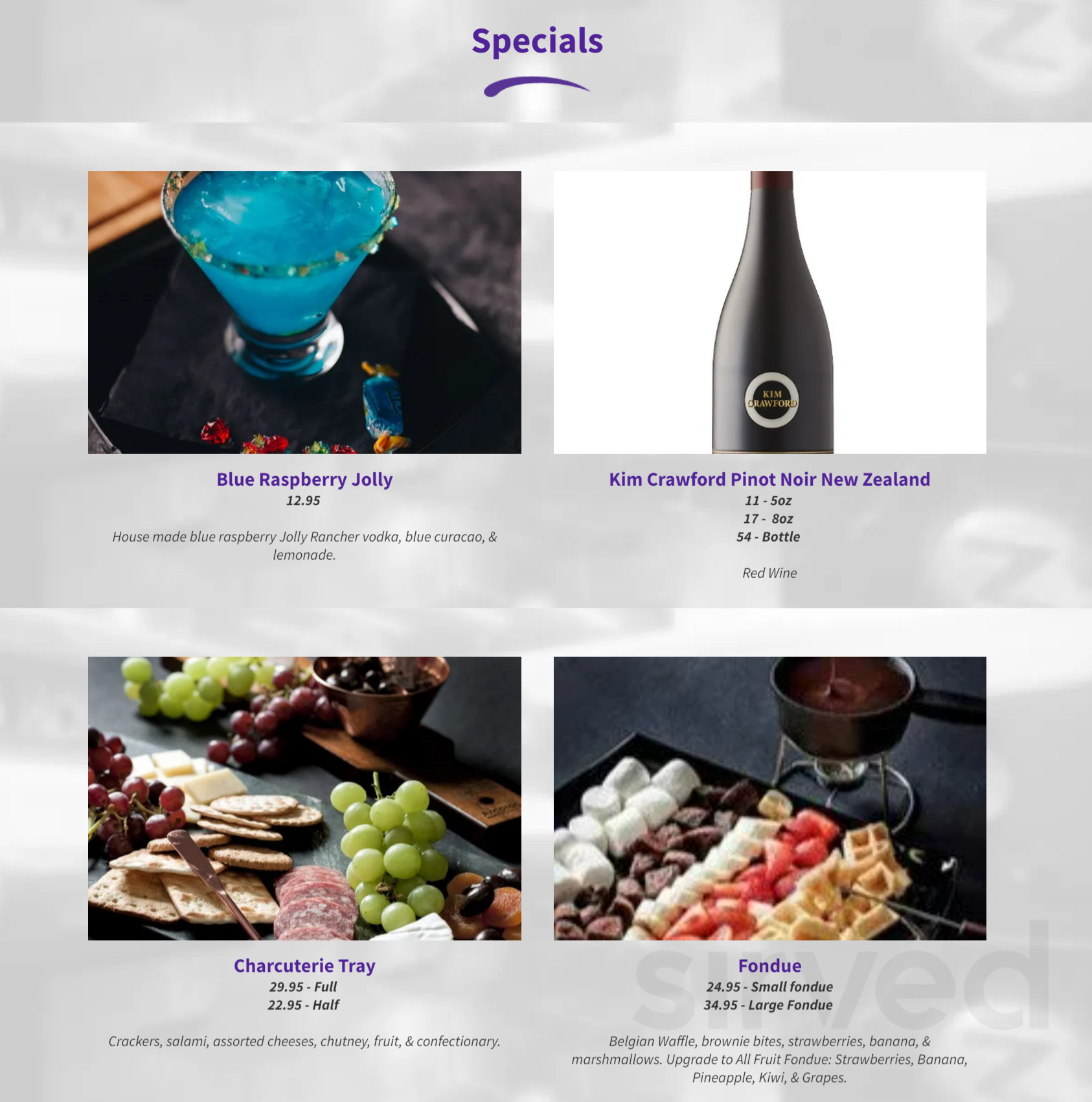 Chillz Lounge menus in Barrie, Ontario, Canada