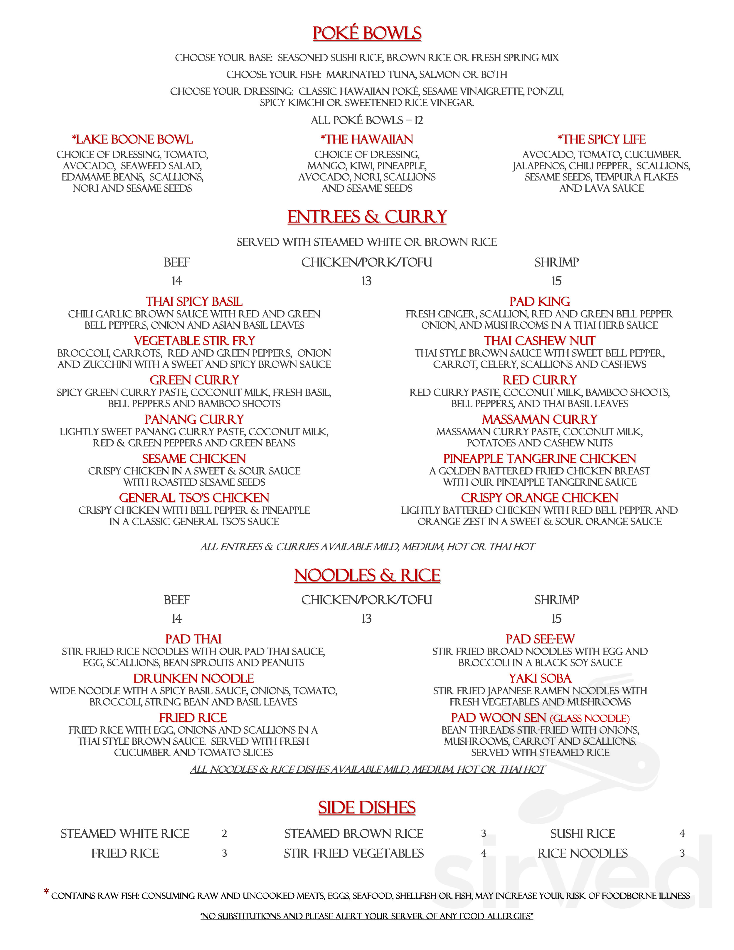 Sushi-Thai Raleigh menu in Raleigh, North Carolina, USA
