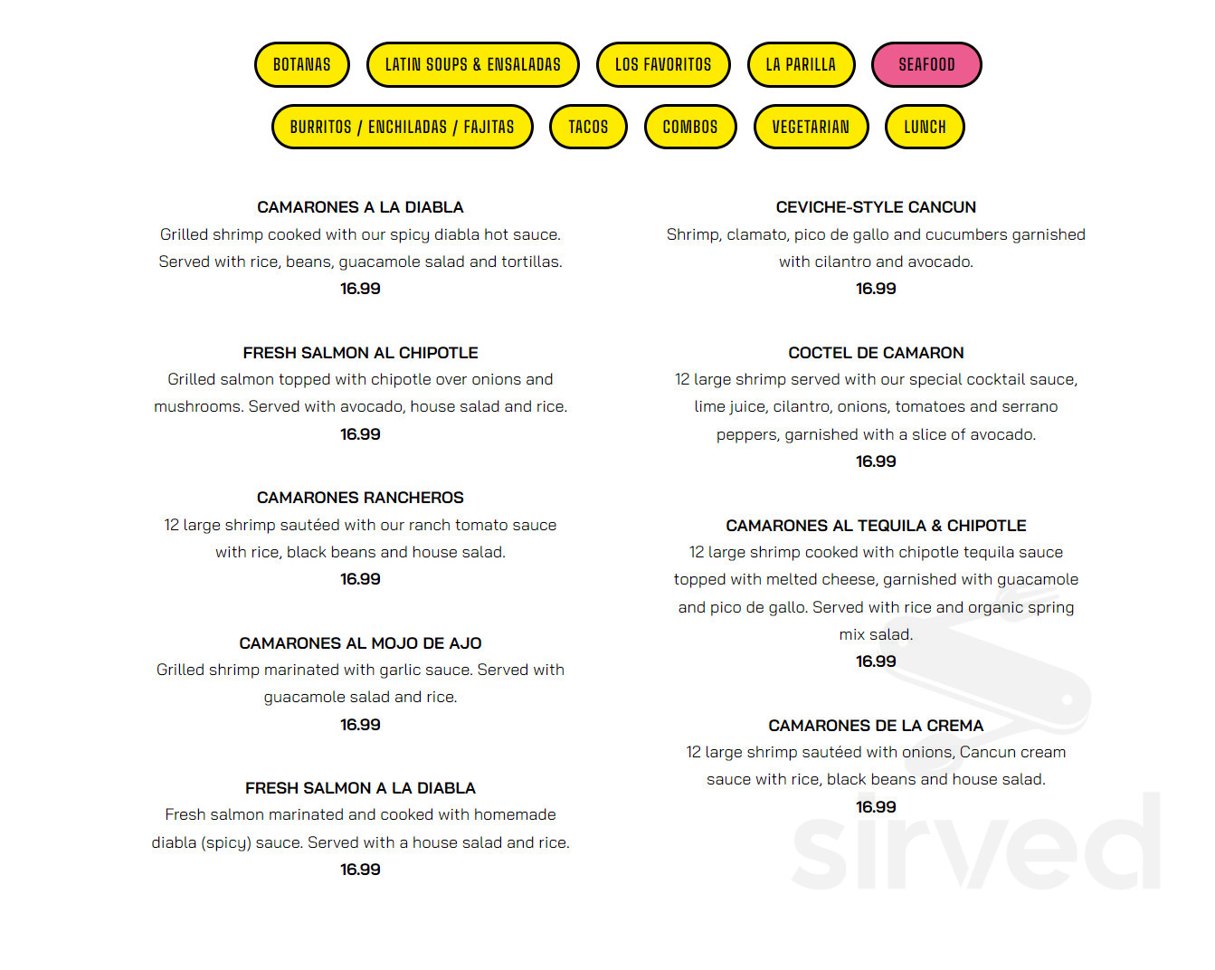 Ay Wey Mexican Kitchen + Tequila menu in Dunn, North Carolina, USA