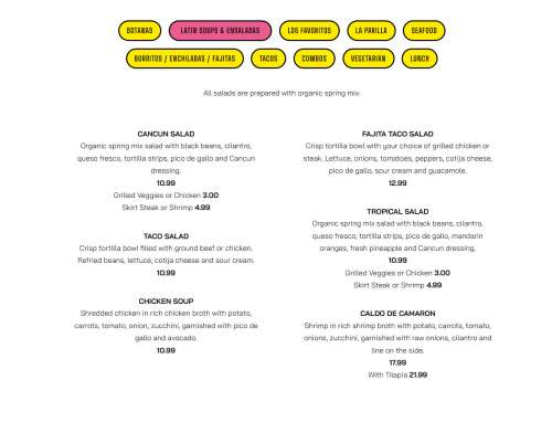 Ay Wey Mexican Kitchen + Tequila menu in Dunn, North Carolina, USA