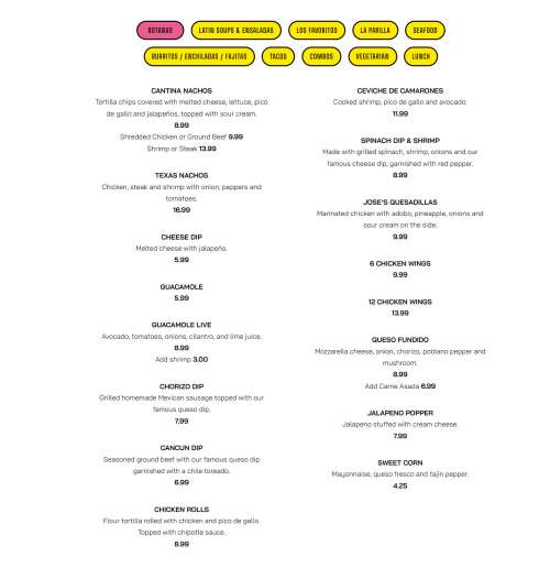 Ay Wey Mexican Kitchen + Tequila menu in Dunn, North Carolina, USA
