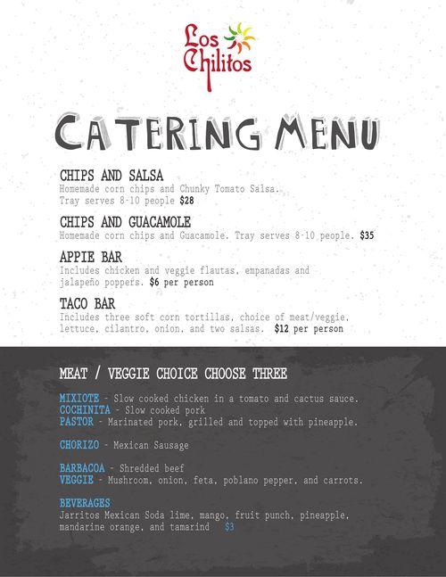 Chilitos Taberna menu in Calgary, Alberta, Canada