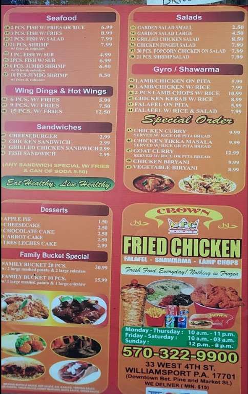 Crown Fried Chicken menu in Brockton, Massachusetts, USA
