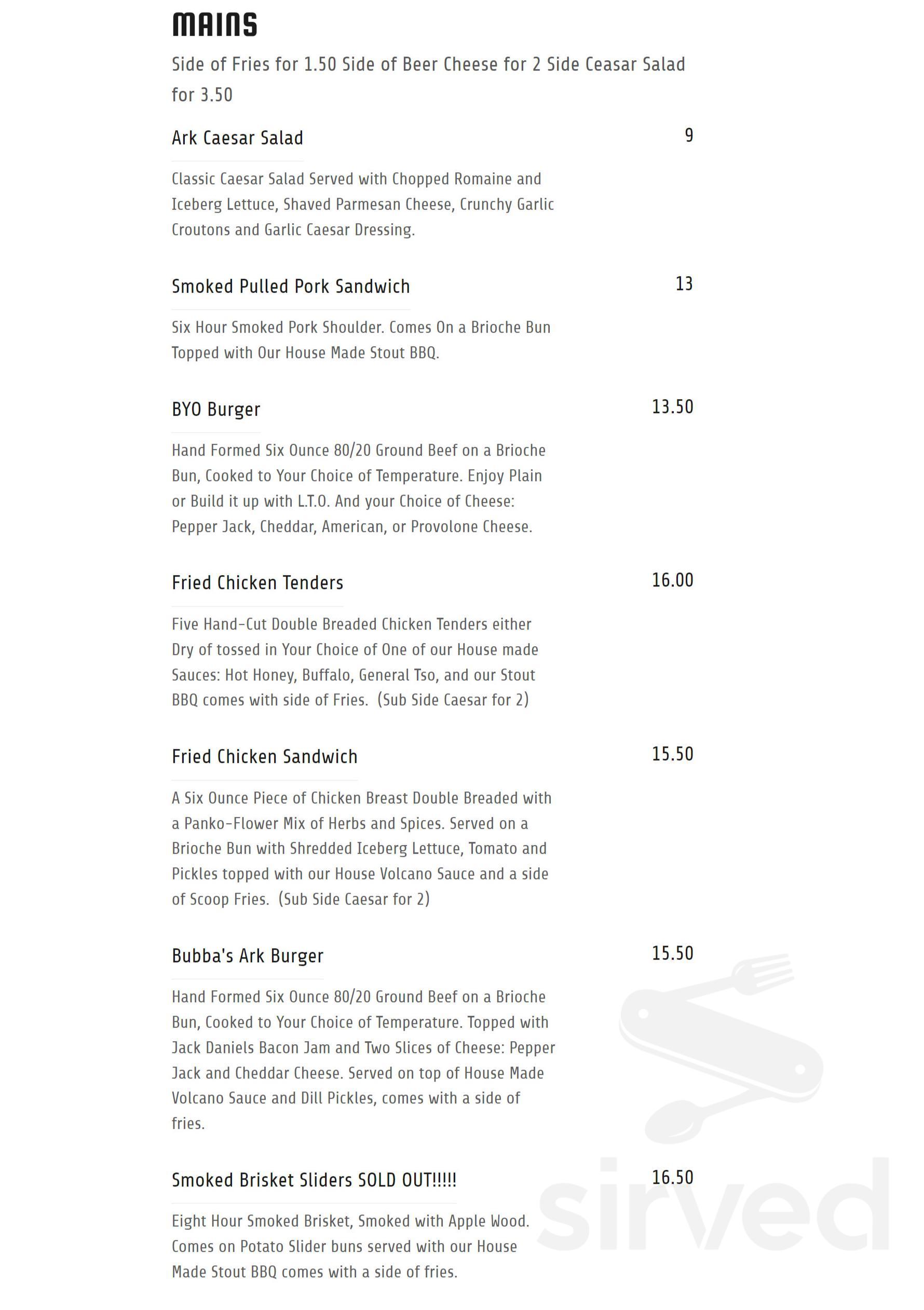 Ark Brewery, Restaurant & Pub menus in Lumberton, New Jersey, United States