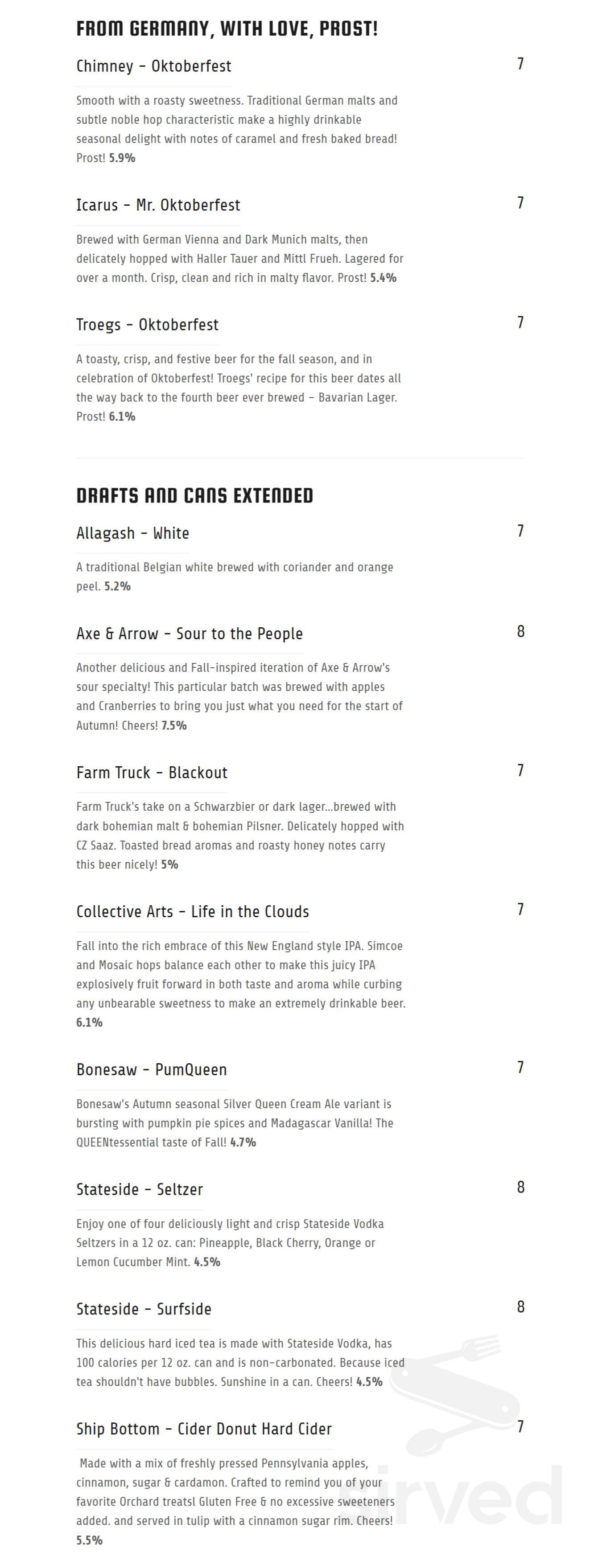 Ark Brewery, Restaurant & Pub menus in Lumberton, New Jersey, United States