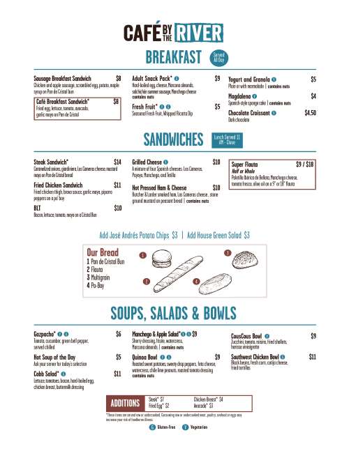 Café By The River menu in Chicago, Illinois, USA