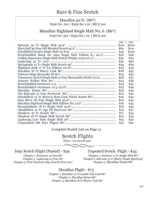 Rare Books Bar menu in Frisco, Texas, USA