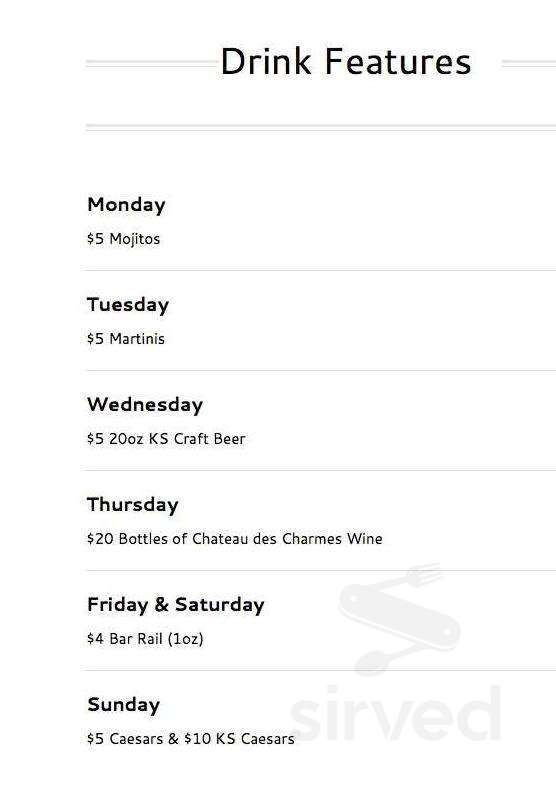 KS on the Keys Restaurant menu in Ottawa, Ontario, Canada