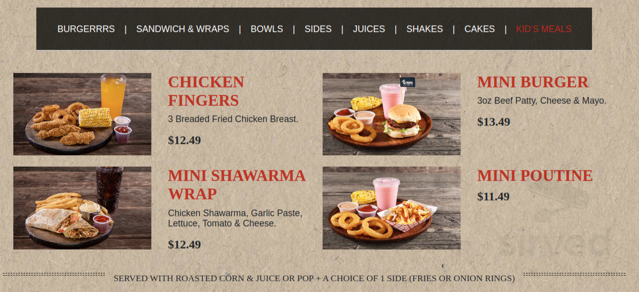 Hangry Pirates menu in Oakville, Ontario, Canada