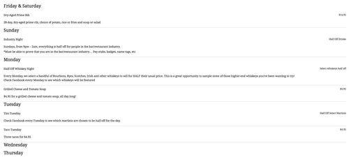 Butter Run Saloon menu in St Clair Shores, Michigan, USA