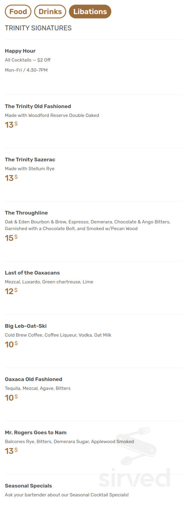 Trinity Street Coffee Bar & Roastaurant menu in Decatur, Texas, USA