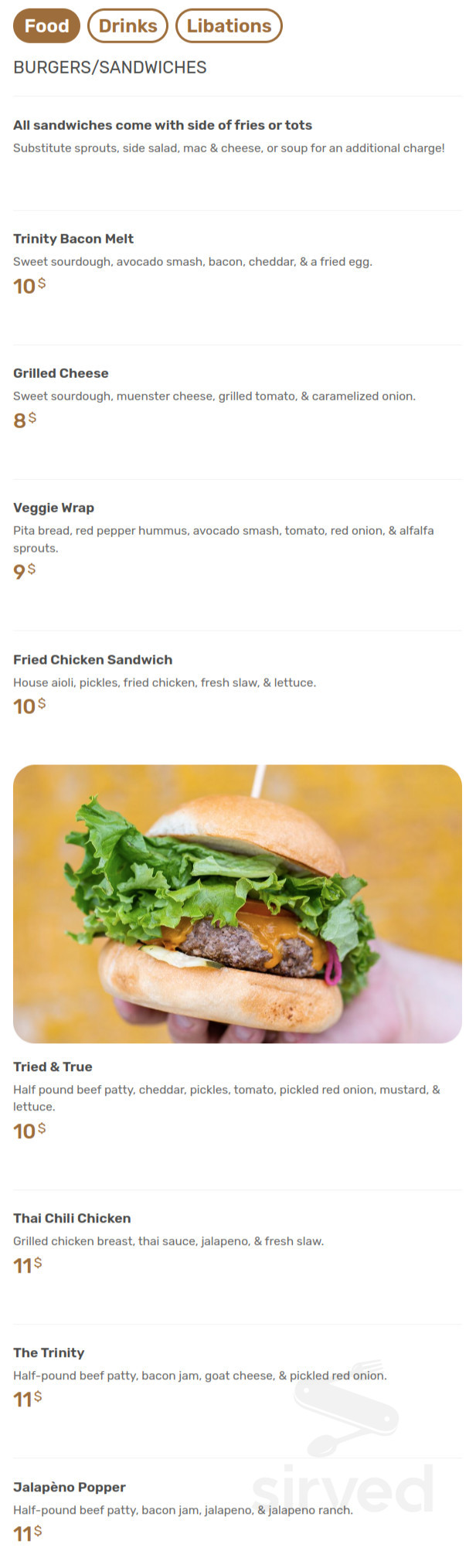 Menu - Decatur TX's Trinity Street Coffee Bar & Roastaurant | Sirved