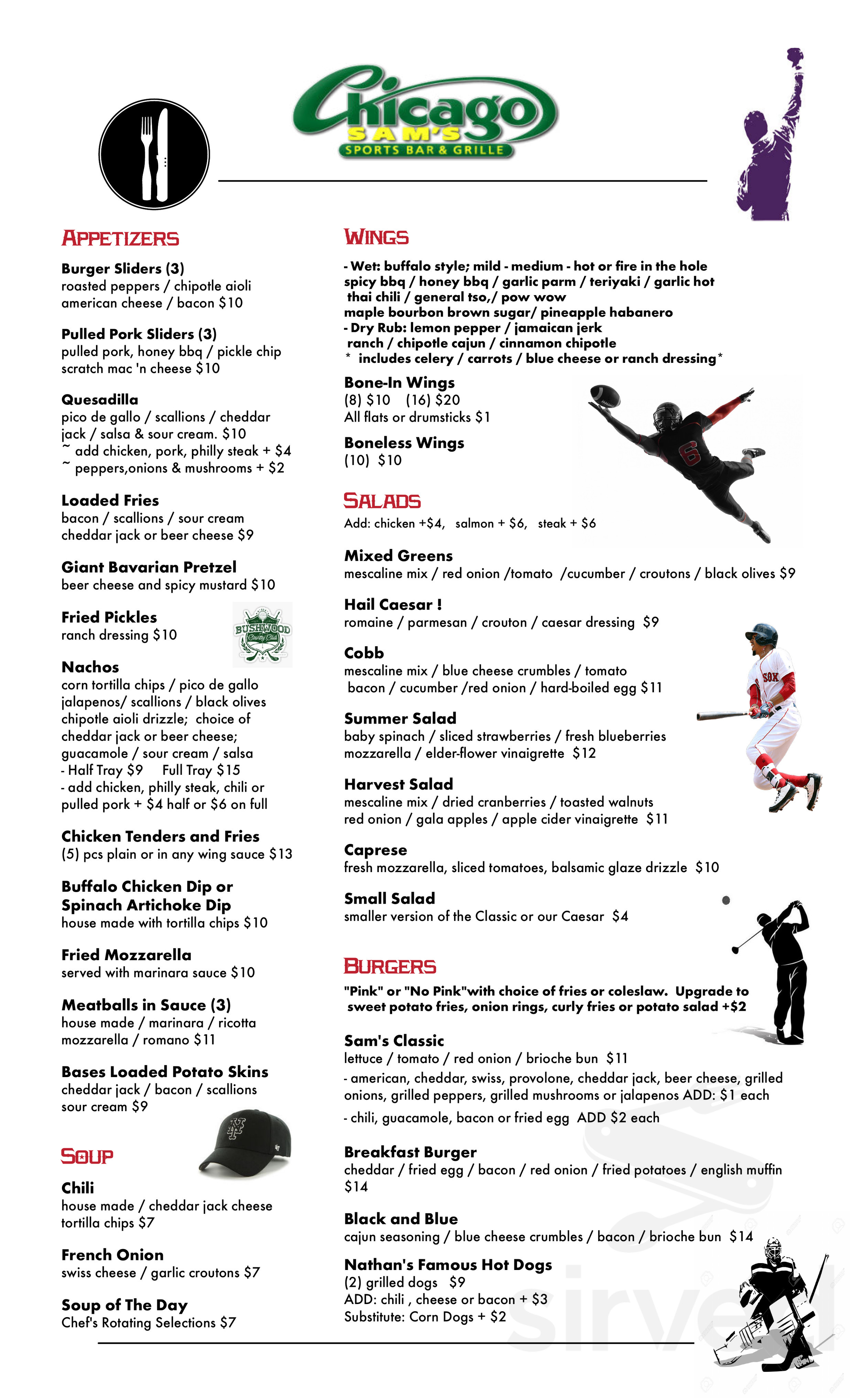 Menu - Cromwell CT's Chicago Sam's | Sirved