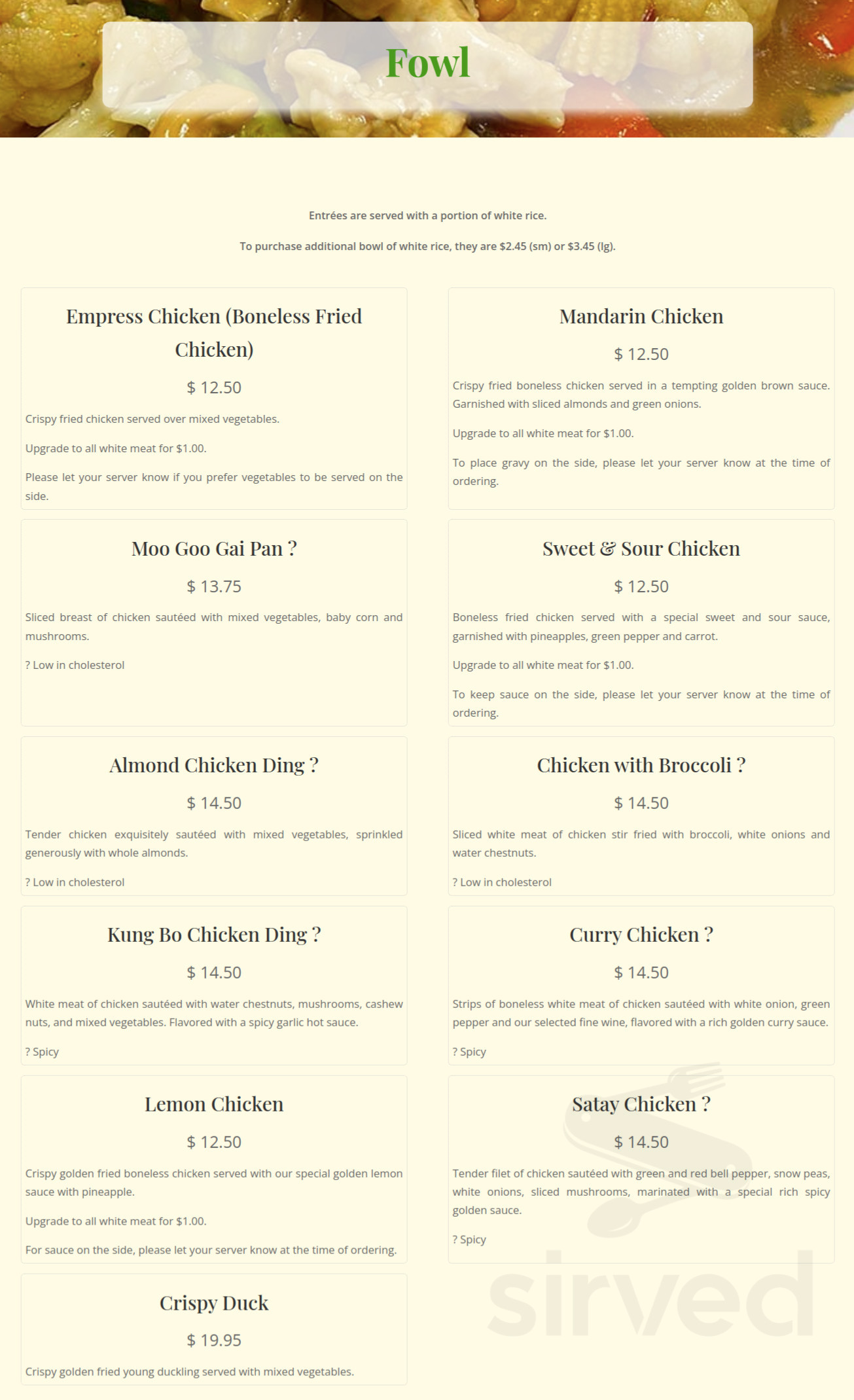 China Doll menu in Harvey, Louisiana, USA