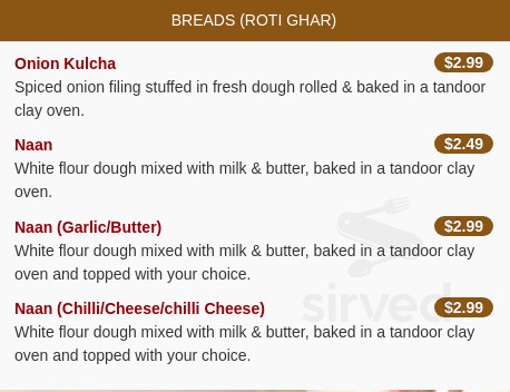 PERSIS BIRYANI INDIAN GRILL menu in Omaha, Nebraska, USA