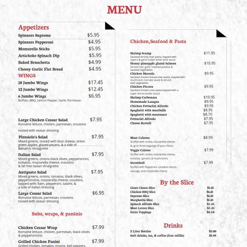 Pizzaiolo's Pizza and Pasta menu in Grand Prairie, Texas, USA