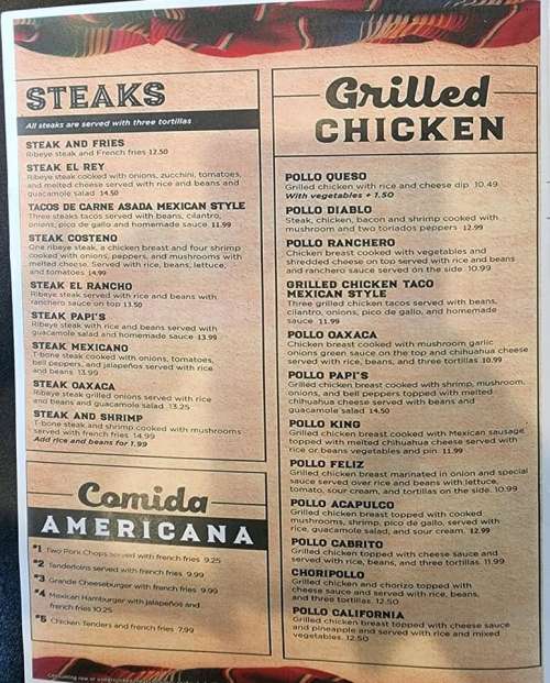 El rey papi's Savannah mo menu in Savannah, Missouri, USA