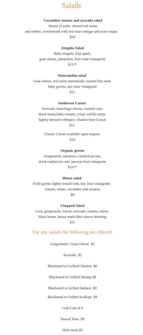 Citrus Restaurant menu in Milford, Connecticut, USA