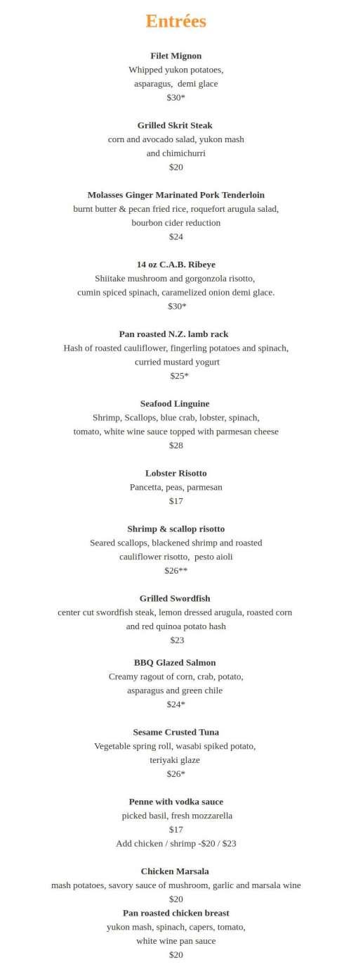 Citrus Restaurant menu in Milford, Connecticut, USA